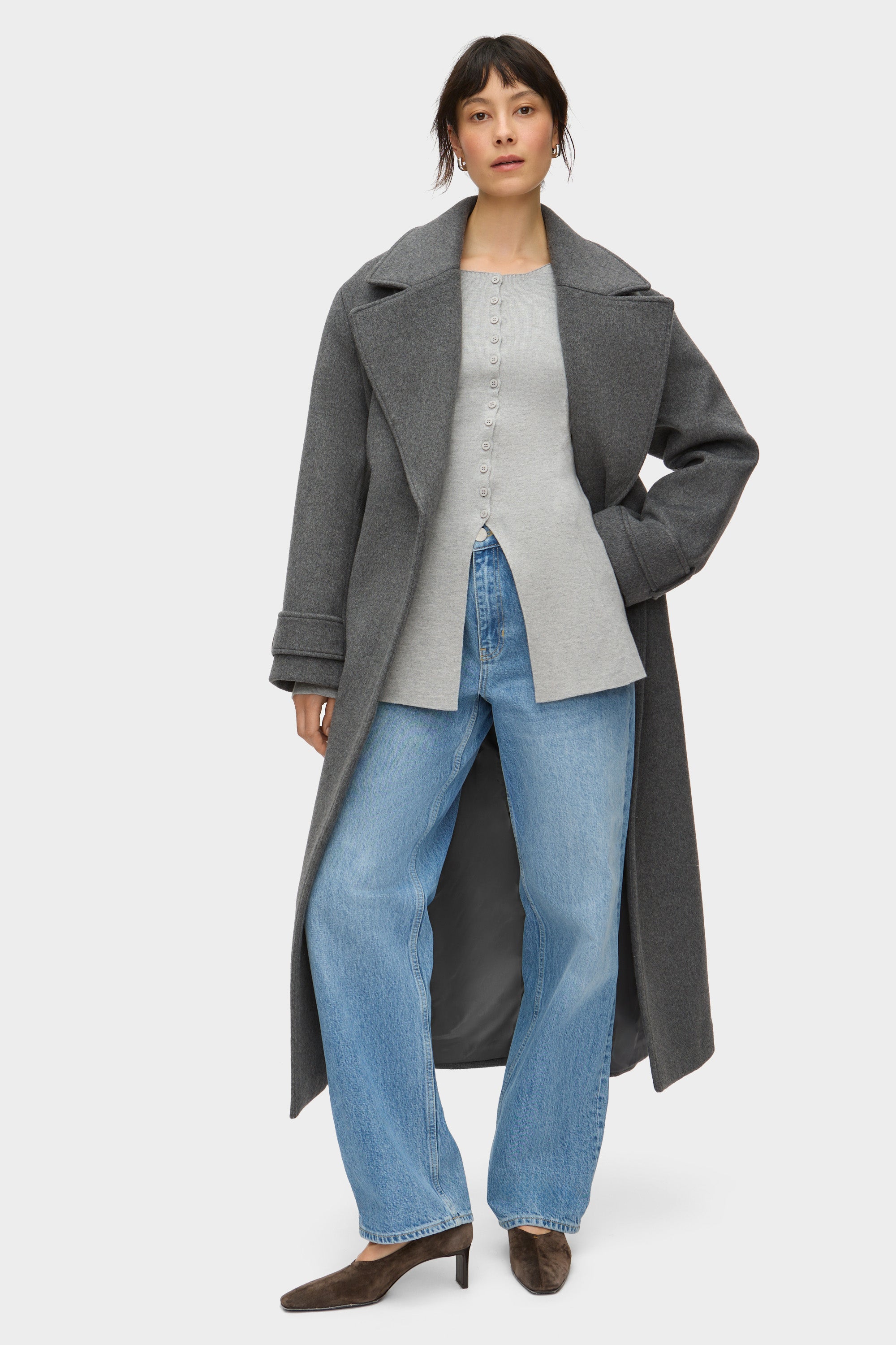 ALIGNE Wrap Wool Winter Coat - Grey | George