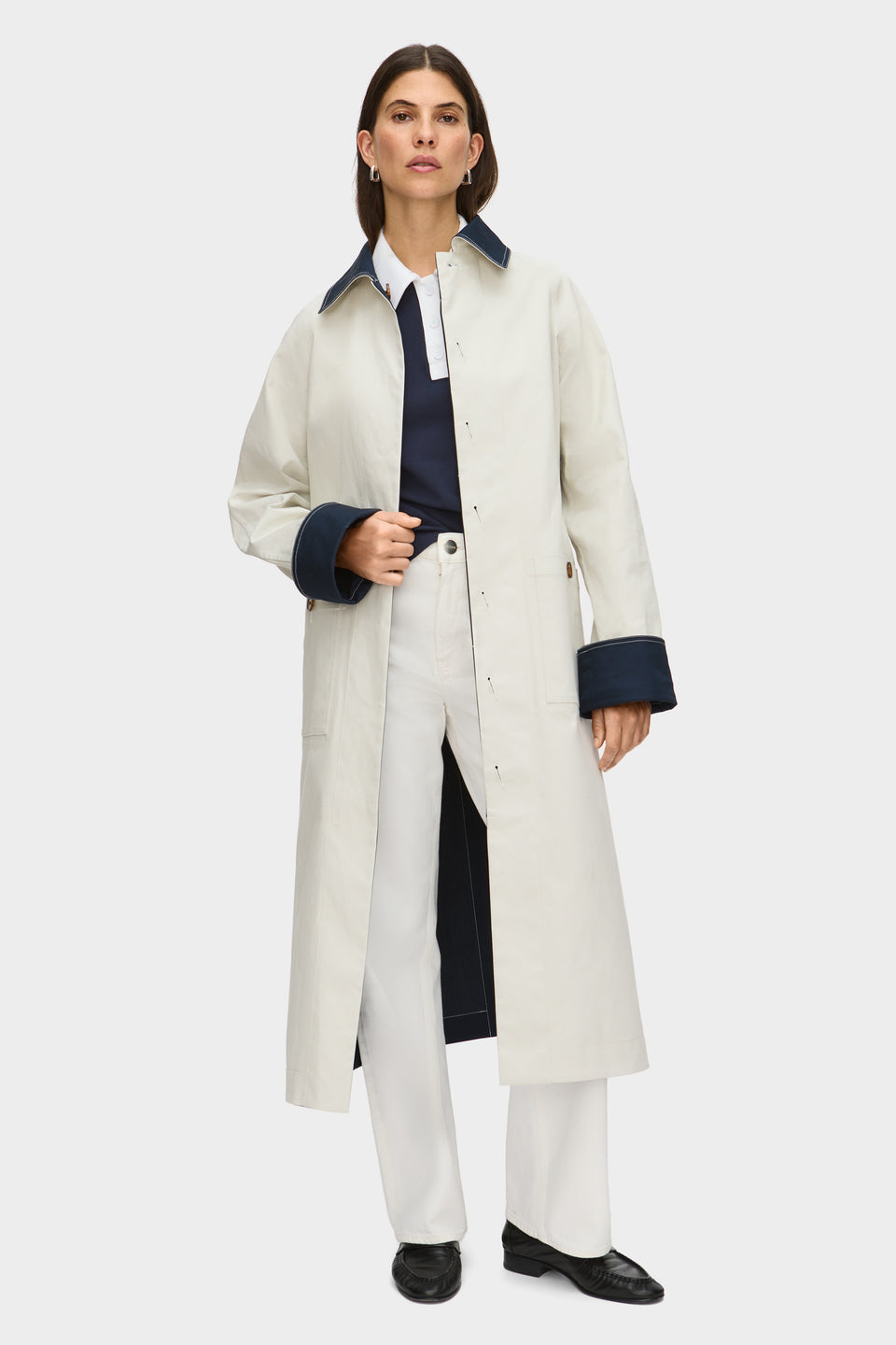 ALIGNE Reversible Trench Coat - Navy | Barnaby