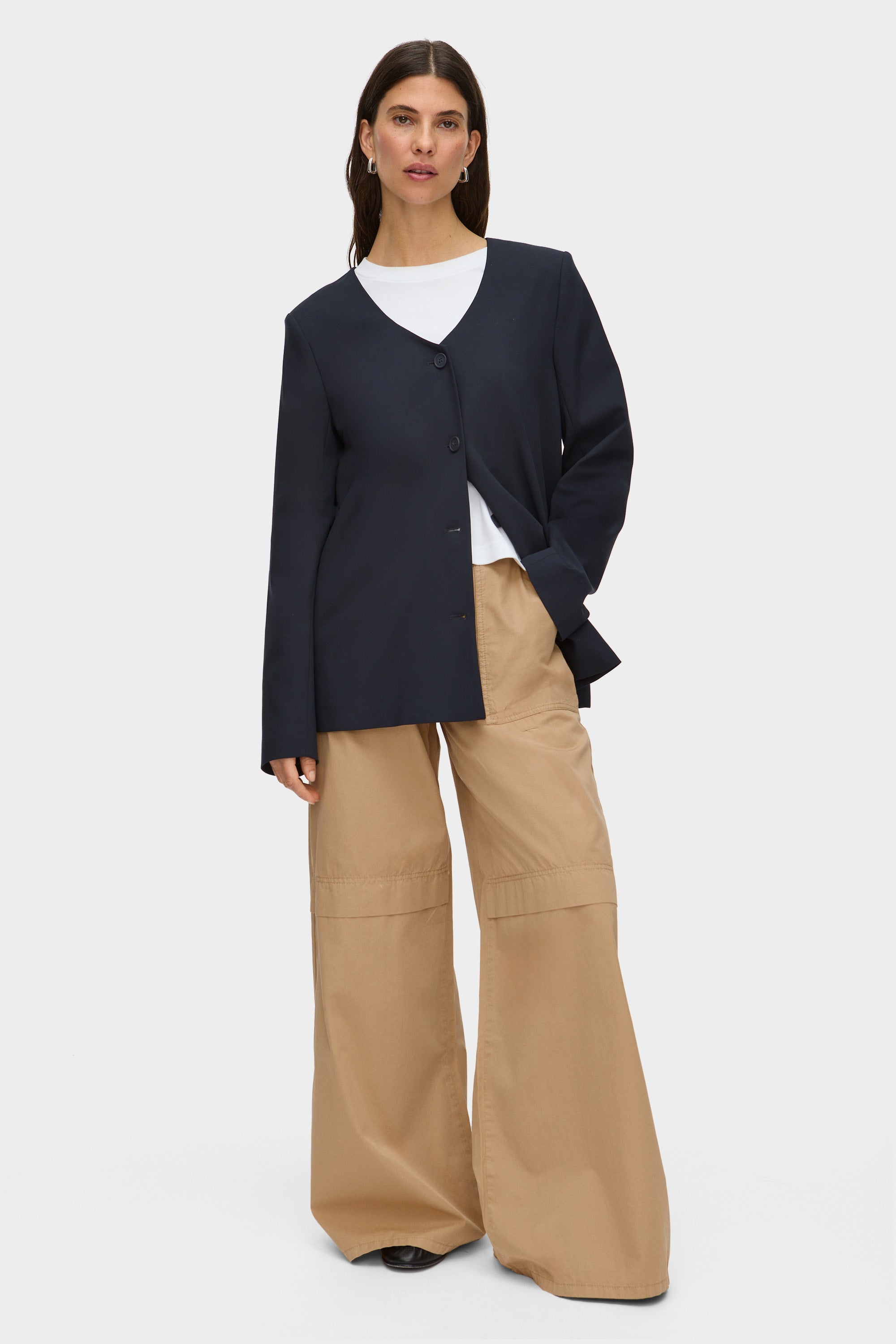 ALIGNE Relaxed Scoop Neck Blazer - Blue | Rae