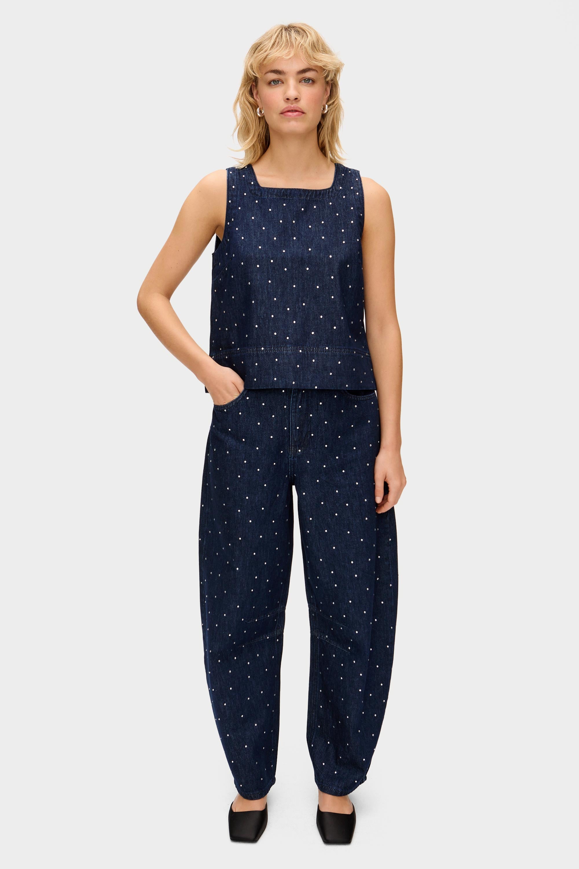 ALIGNE Diamante Denim Top - Indigo | MEG