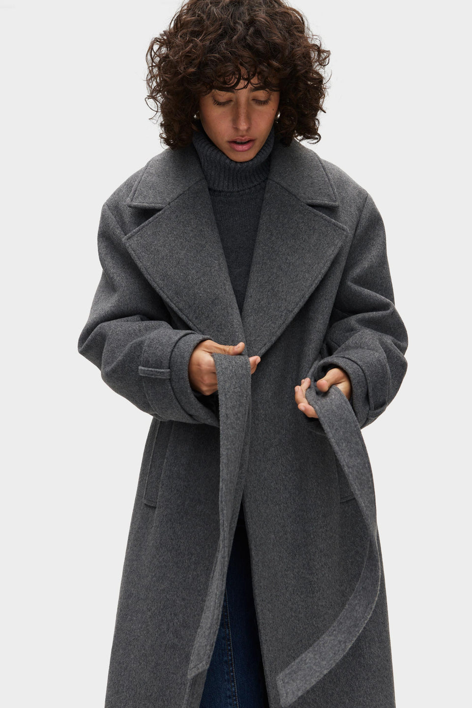 ALIGNE Wrap Wool Winter Coat - Grey | George