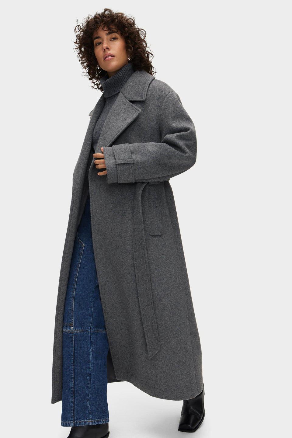 ALIGNE Wrap Wool Winter Coat - Grey | George