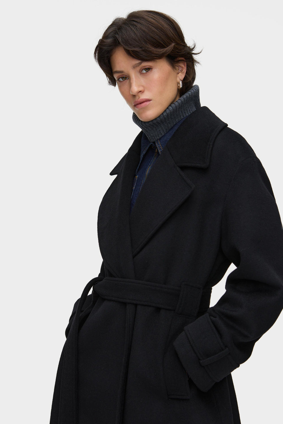 ALIGNE Wrap Wool Winter Coat - Black | George