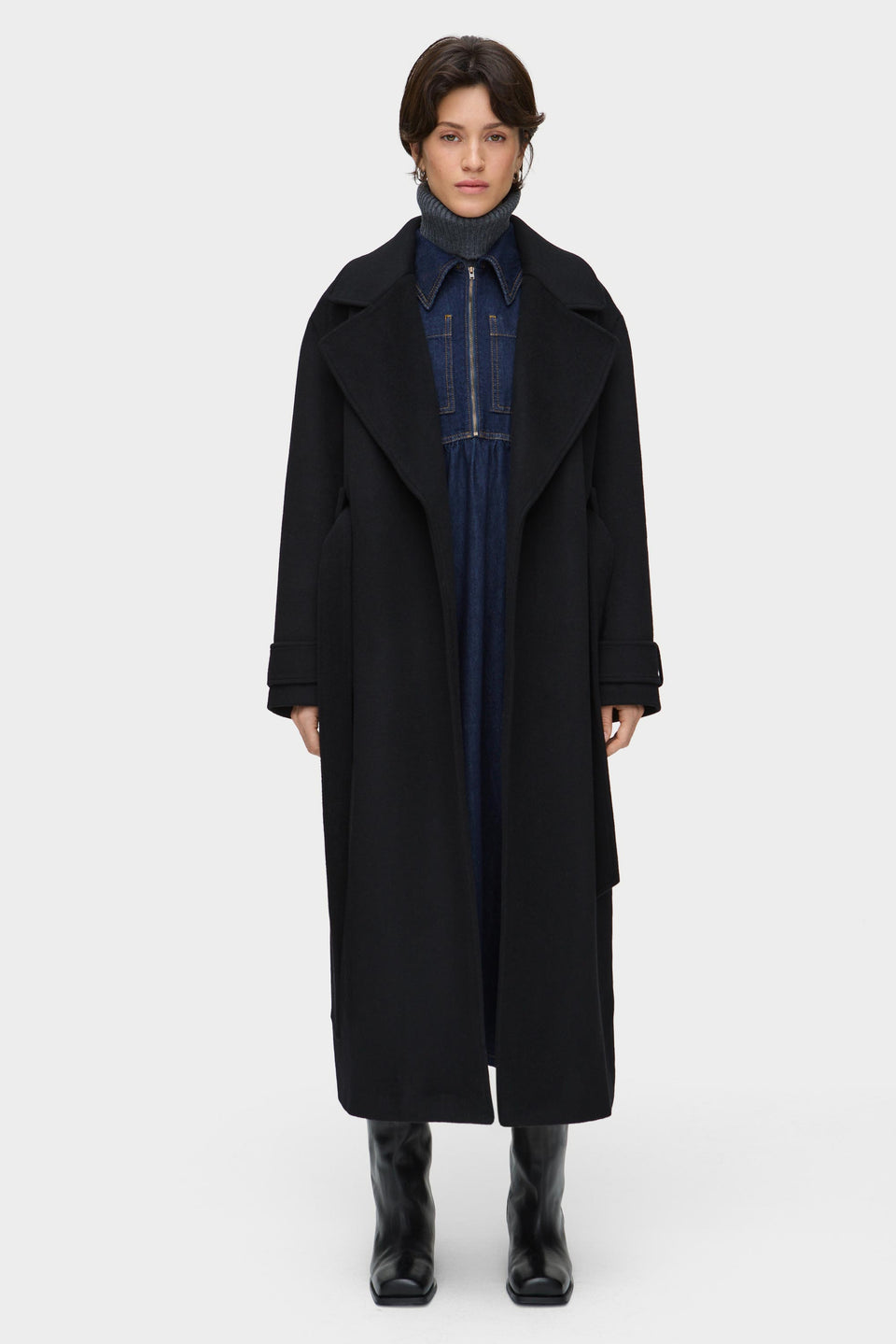 ALIGNE Wrap Wool Winter Coat - Black | George