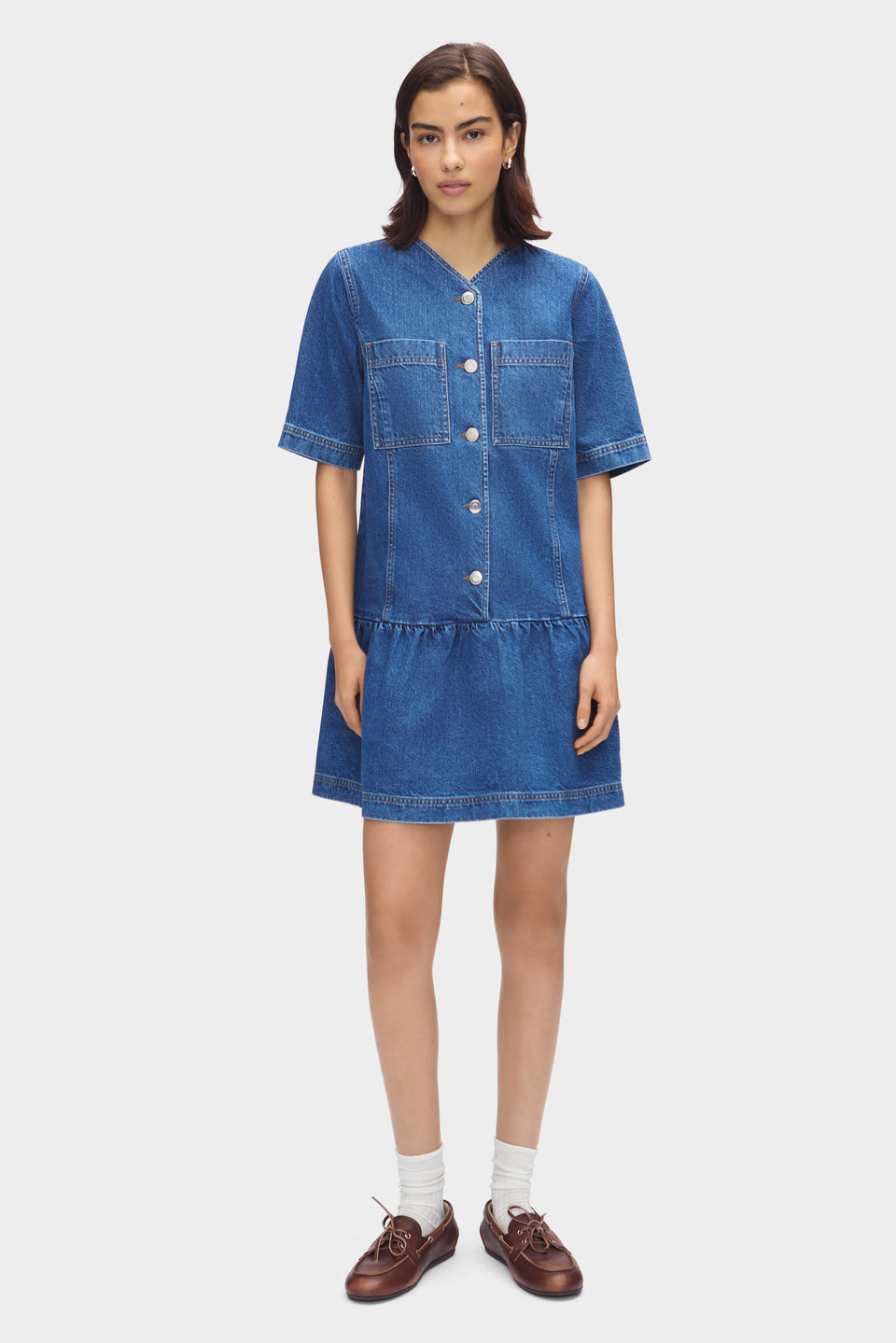 ALIGNE Drop Hem Mini Denim Dress - Blue | Kimber