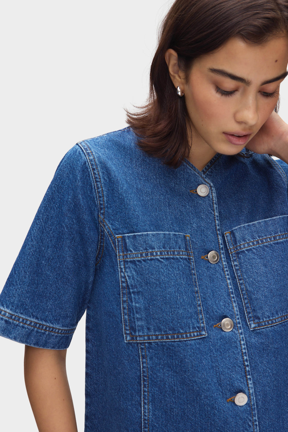 ALIGNE Drop Hem Mini Denim Dress - Blue | Kimber