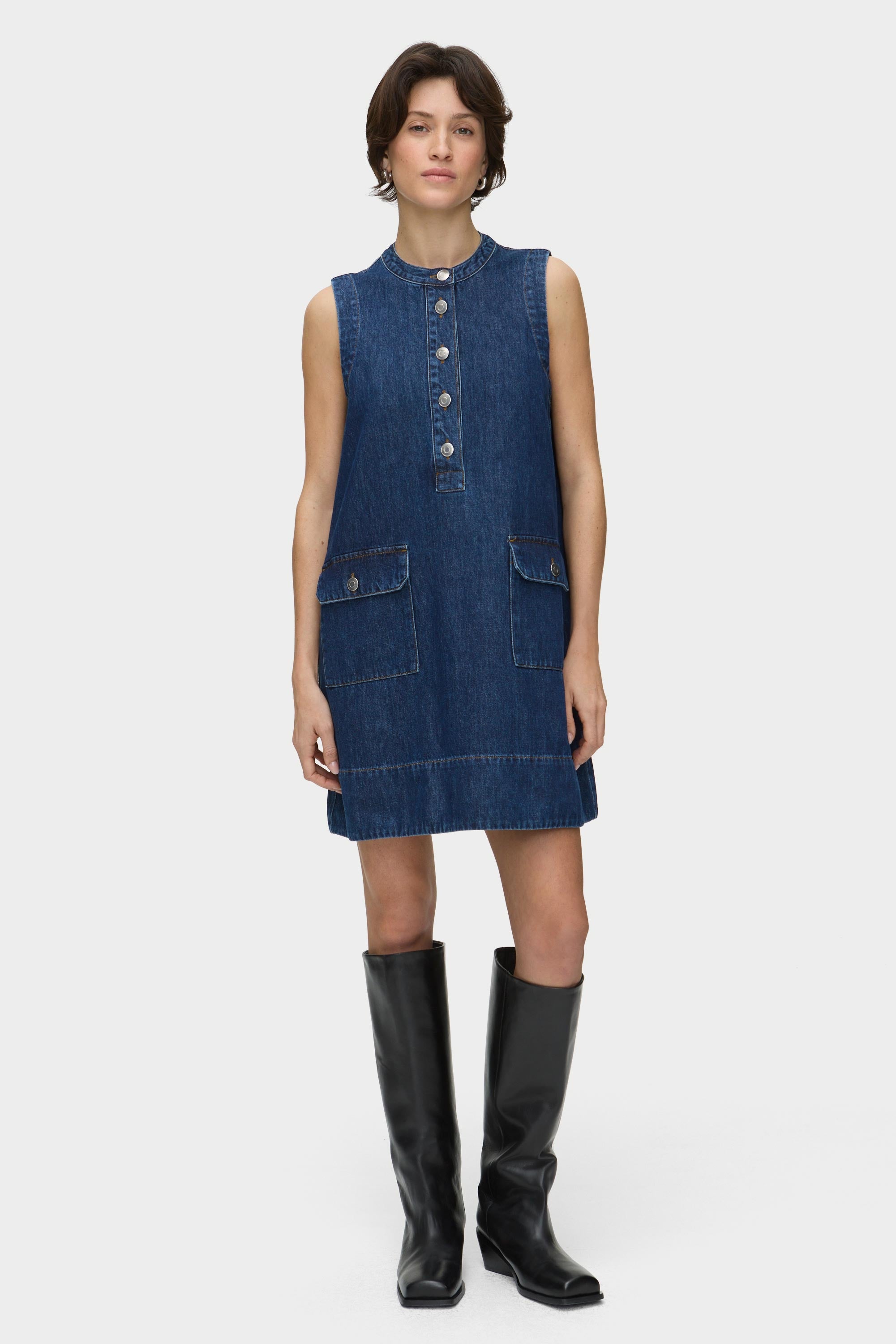 ALIGNE Denim Mini Dress - Dark Blue | Luella