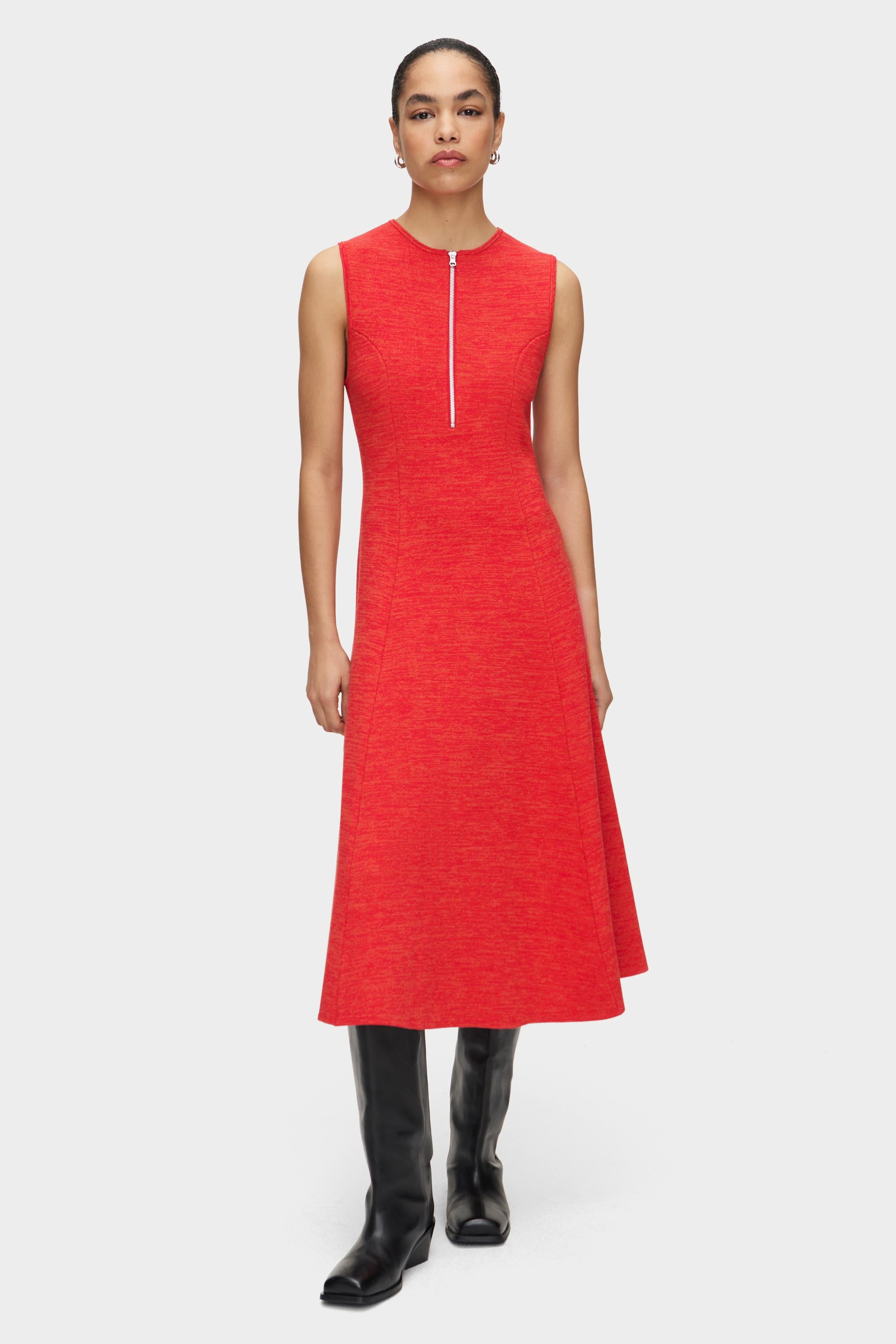ALIGNE Knitted Half Zip Dress - Red | Vida