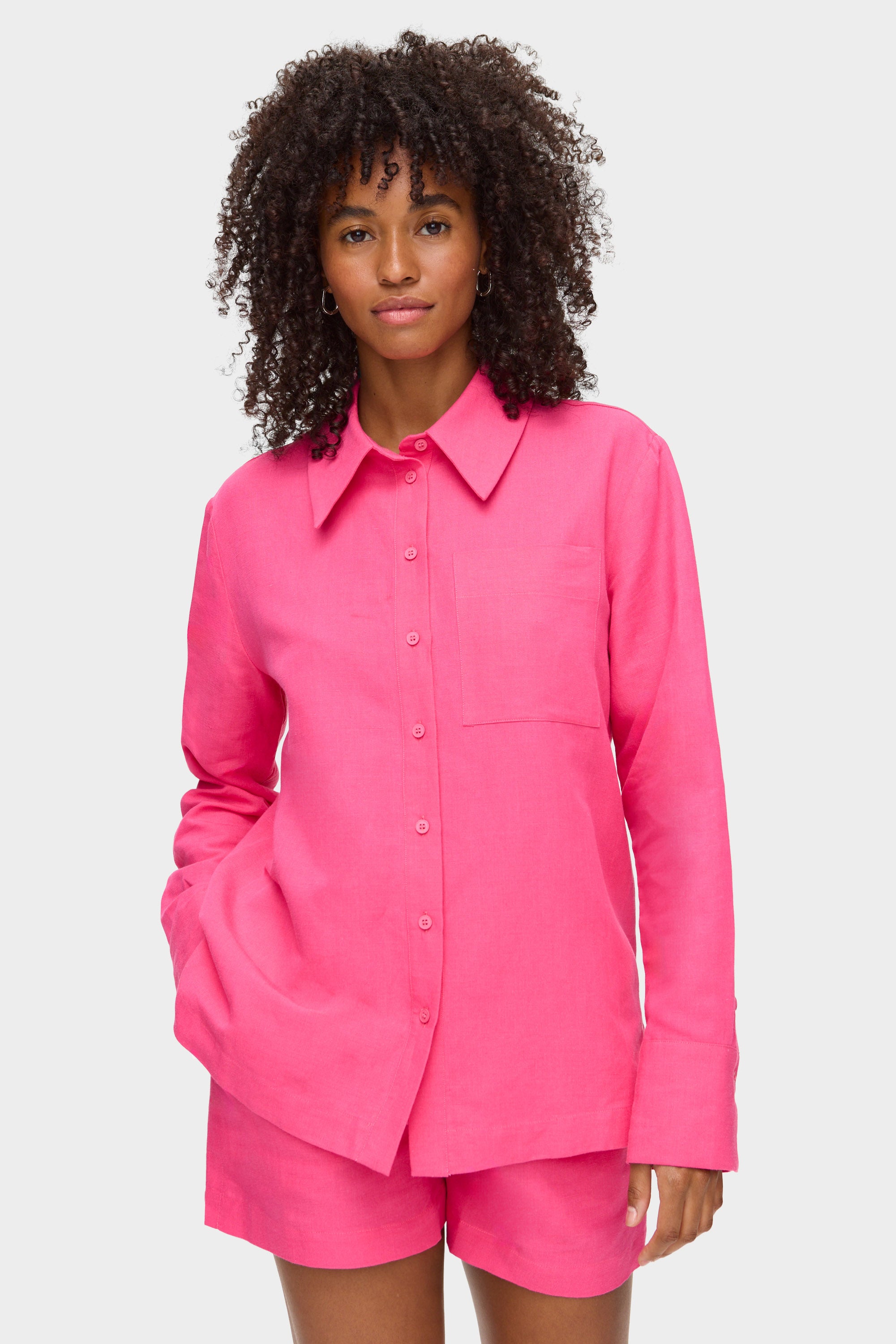 ALIGNE Linen Shirt - Pink | Cherry