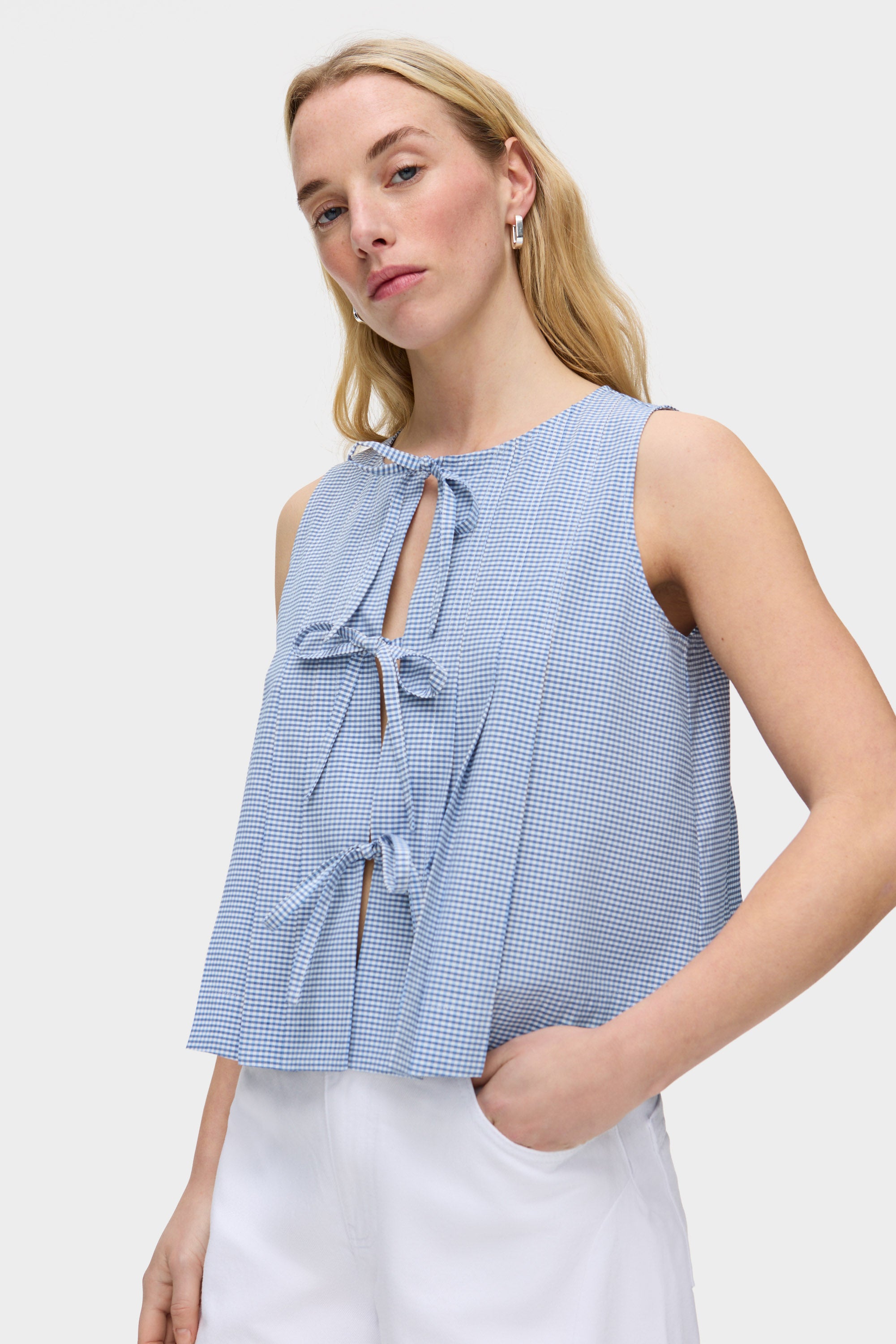 ALIGNE Checked Tie Detail Top | Tally