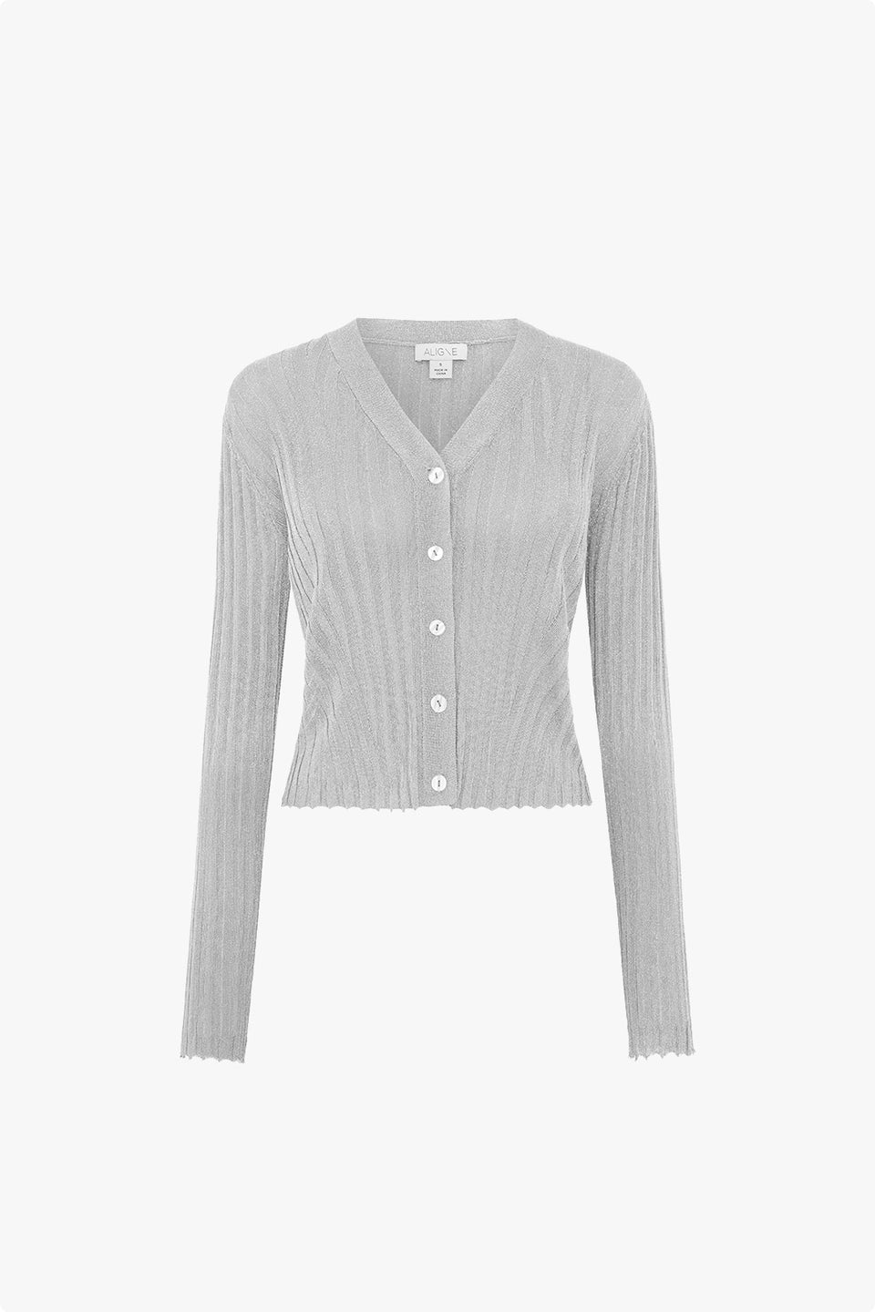 ALIGNE Sparkle V-Neck Knitted Cardigan - Silver | MICHELLE