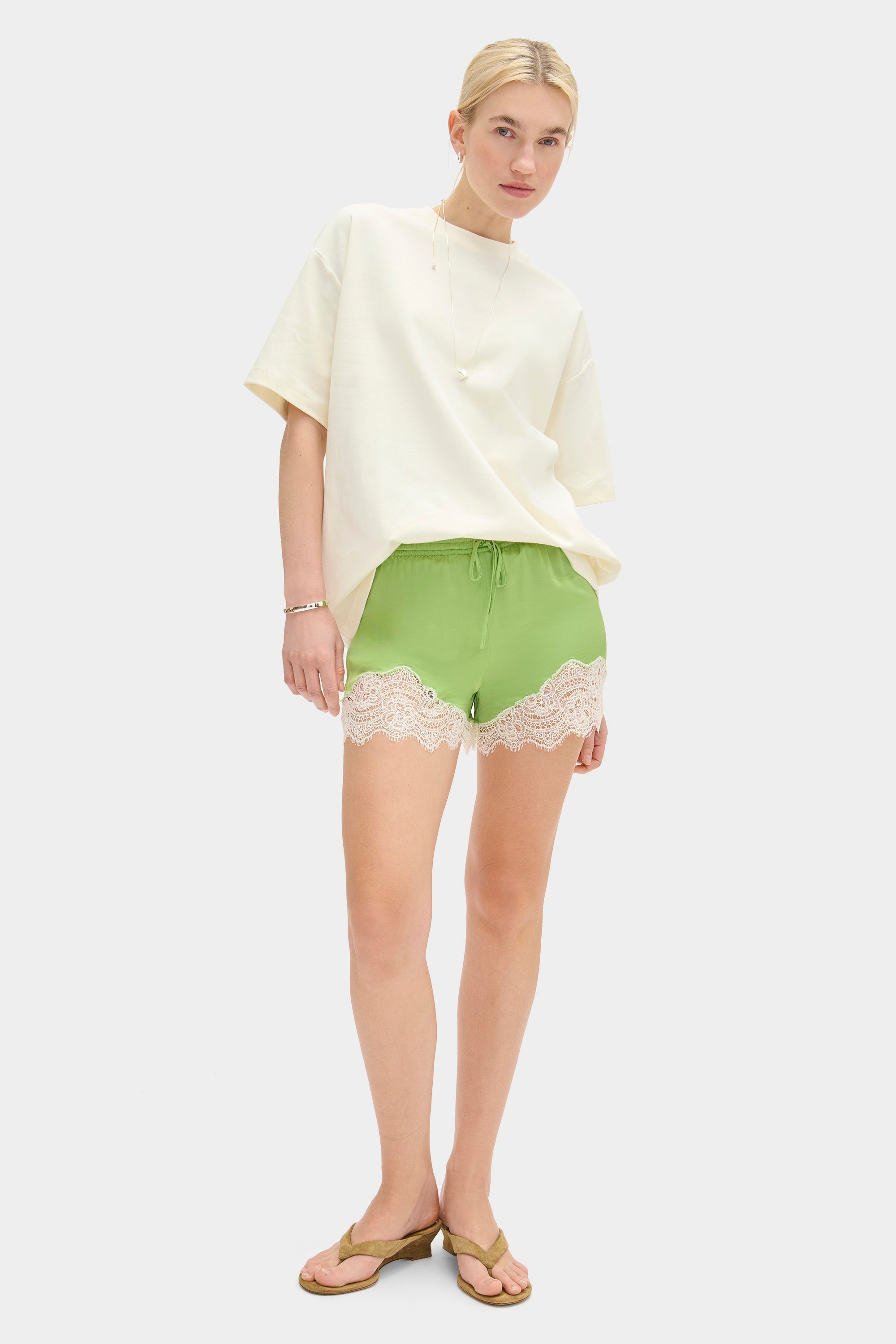 ALIGNE Lace Trim Shorts - Green | Linette