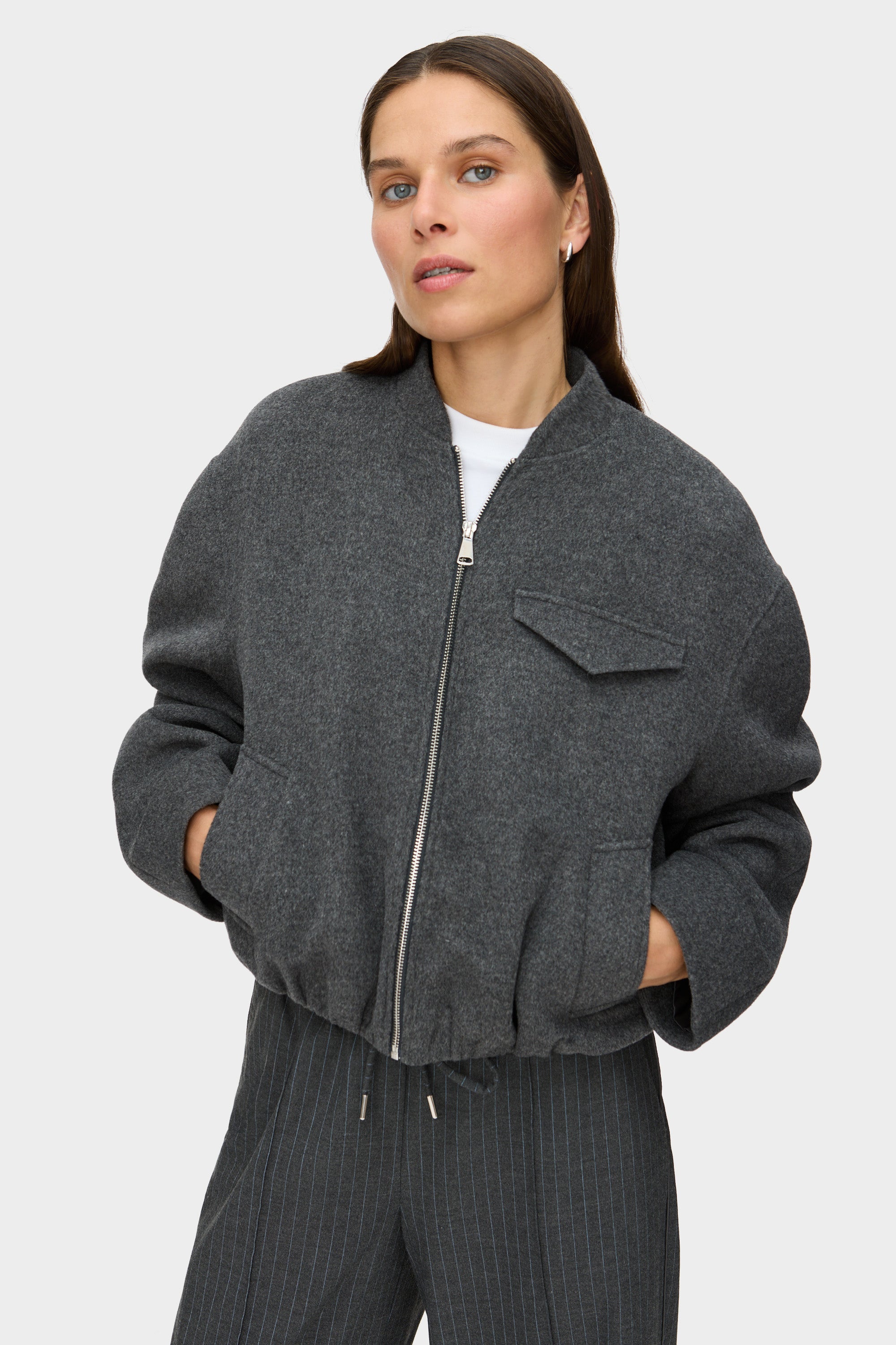 ALIGNE Wool-Blend Jacket - Grey | LB Kate